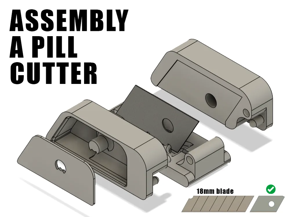 Pill Cutter / Precision Tablet (Assembly) - Free 3D Print Model ...