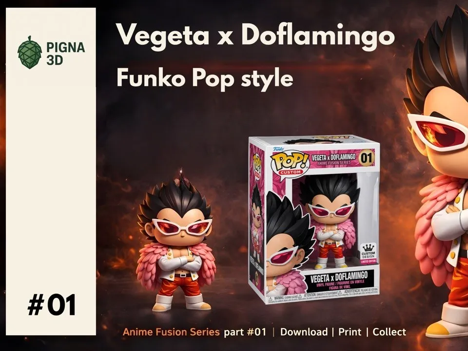 Vegeta x Doflamingo-Custom Funko Pop Style Figure - Free 3D Print Model ...