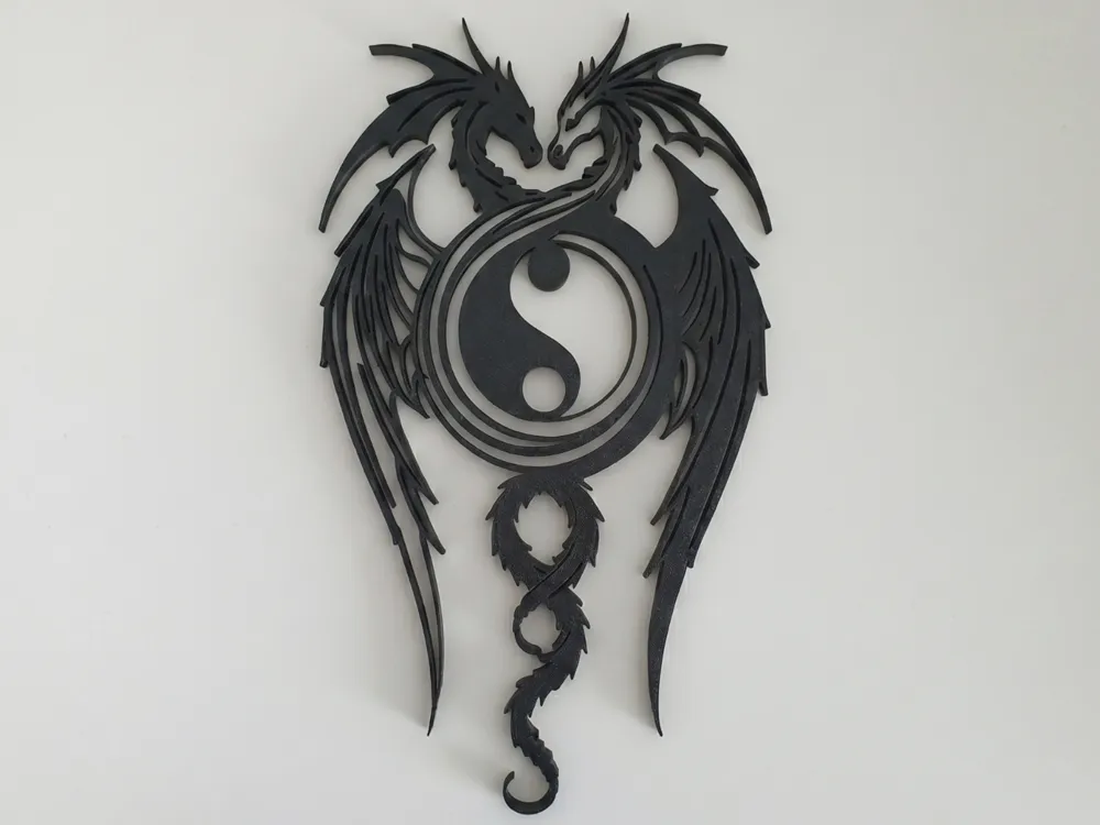 Dragon Yin Yang Wall Art (No Supports) - Free 3D Print Model - MakerWorld