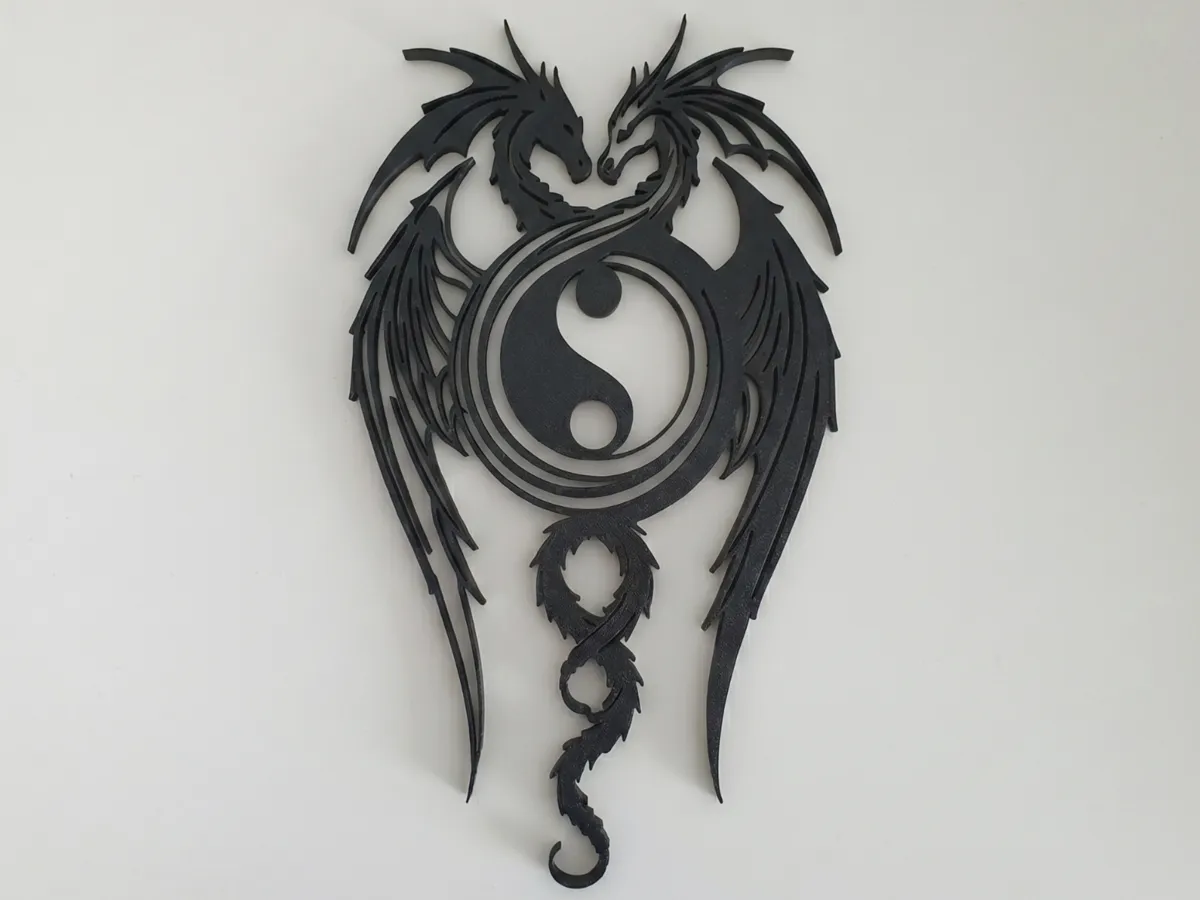 Dragon Yin Yang Wall Art (No Supports) - Free 3D Print Model - MakerWorld