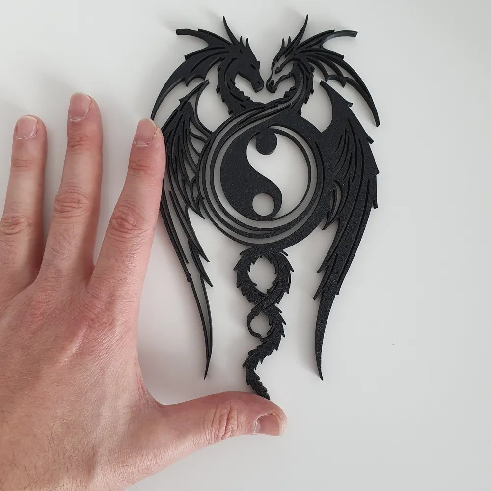 Dragon Yin Yang Wall Art (No Supports) - Free 3D Print Model - MakerWorld