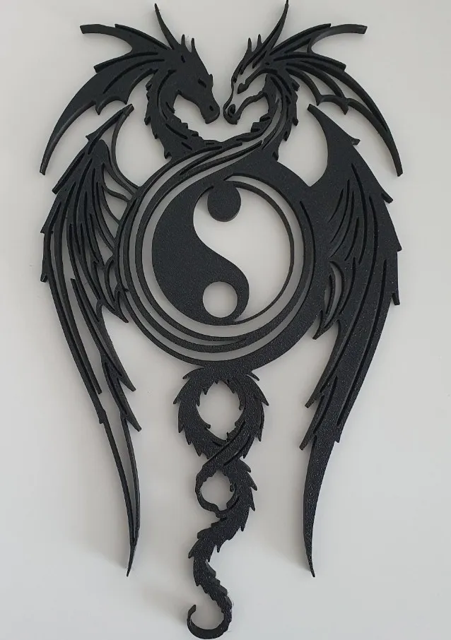 Dragon Yin Yang Wall Art (No Supports) - Free 3D Print Model - MakerWorld