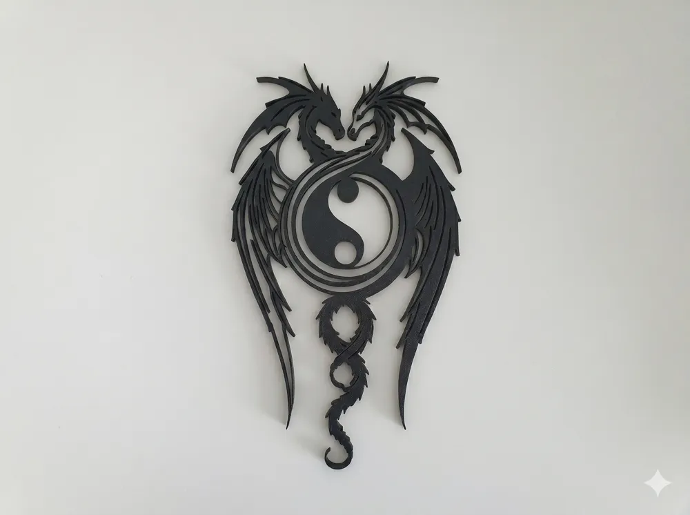 Dragon Yin Yang Wall Art (No Supports) - Free 3D Print Model - MakerWorld