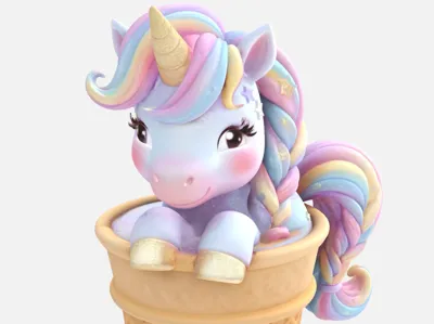 Unicorn in an ice cream cone - Free 3D Print Model - MakerWorld