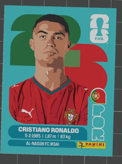 CRISTIANO RONALDO PANINI WORLD CUP STICKER 26 - Free 3D Print Model ...