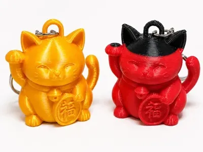 Lucky Cat Calibration Keychain/3D Printer Test STL - Free 3D Print ...