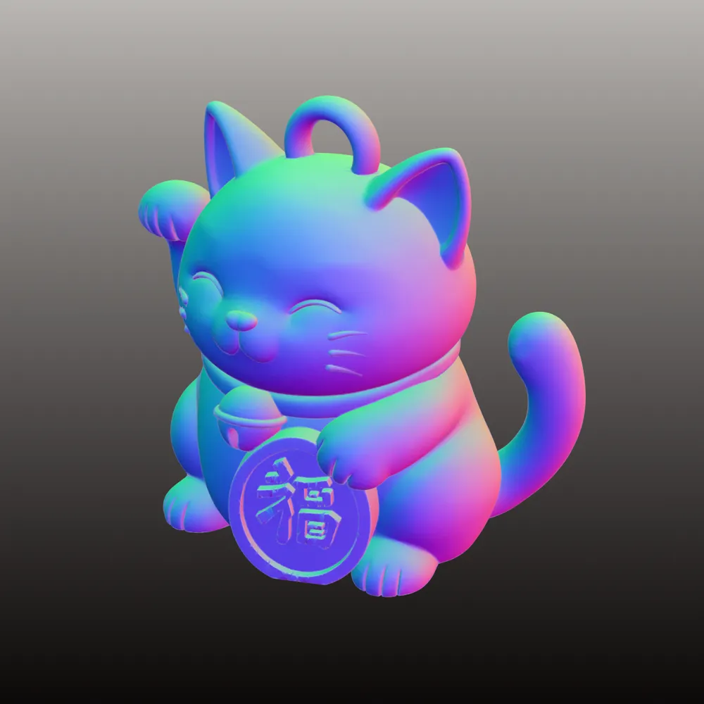 Lucky Cat Calibration Keychain/3D Printer Test STL - Free 3D Print ...