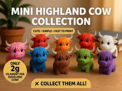 Highland Cow Collection - Free 3D Print Model - MakerWorld