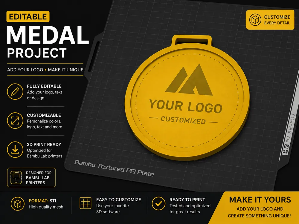 Editable Medal Project - Free 3D Print Model - MakerWorld