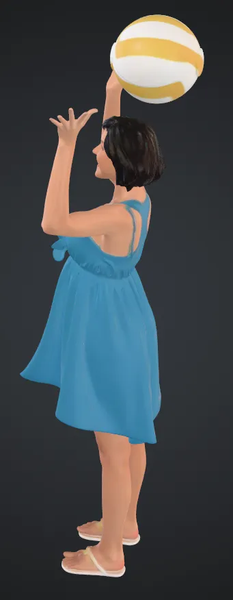 Woman plays ball with hands up - Free 3D Print Model - MakerWorld