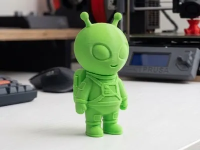 Cute Neon Green Alien Explorer Figurine - Free 3D Print Model - MakerWorld
