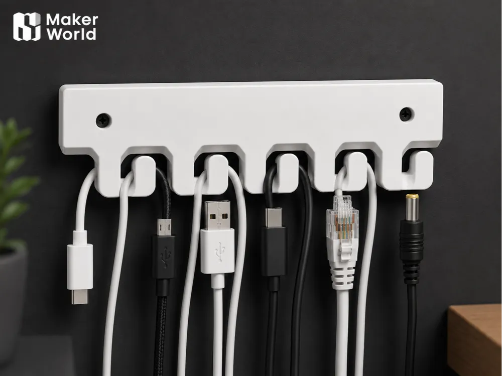 Universal Cable Holder | Wall Mounted Cable Tool - Free 3D Print Model ...