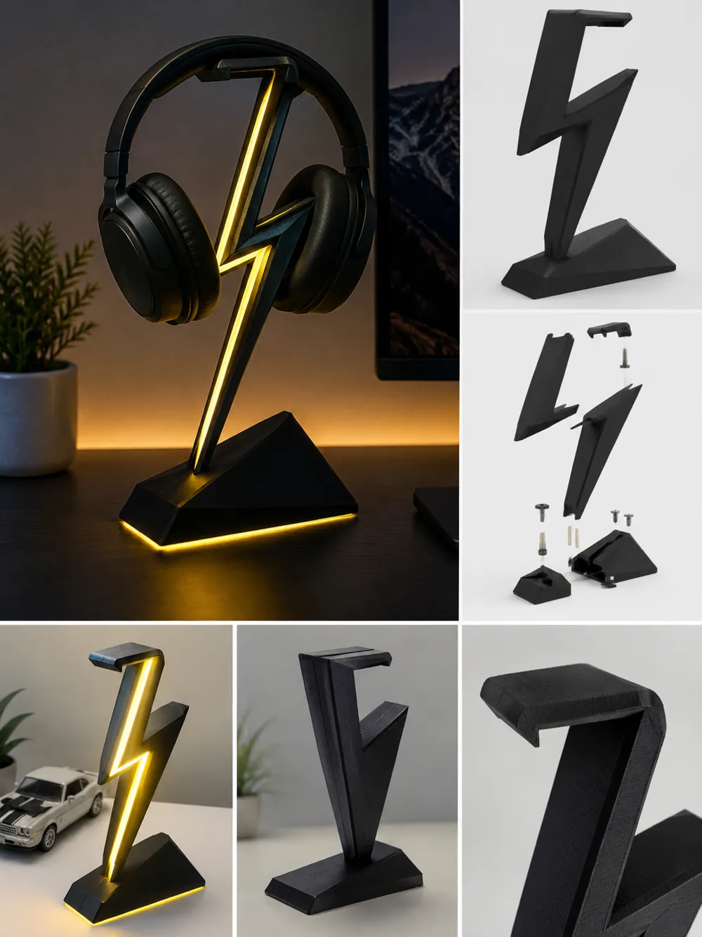 lightning bolt headphone holder - Free 3D Print Model - MakerWorld