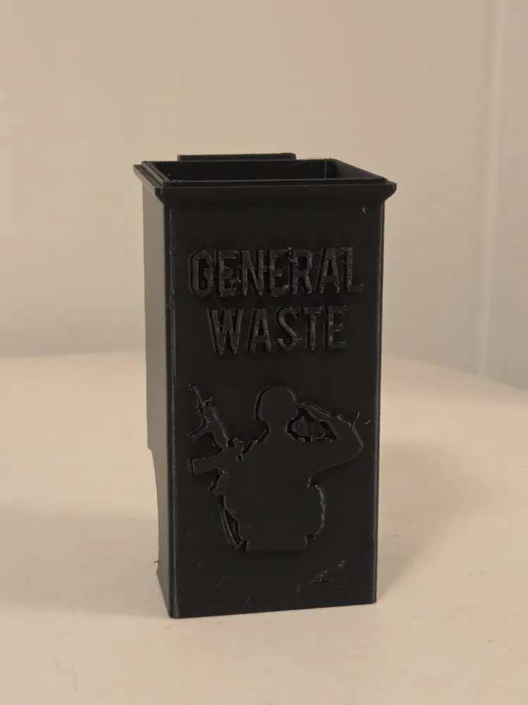 General Waste Pun Toy Trash/Garbage/Wheely Bin - Free 3D Print Model ...