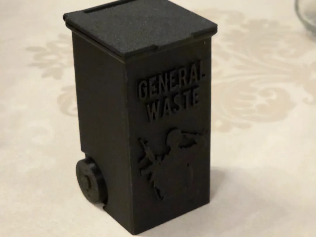 General Waste Pun Toy Trash/Garbage/Wheely Bin - Free 3D Print Model ...