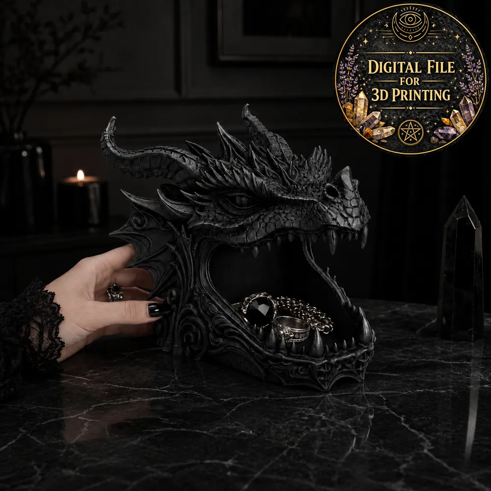 Gothic Dragon Skull Jewelry Organizer Catchall - Free 3D Print Model ...