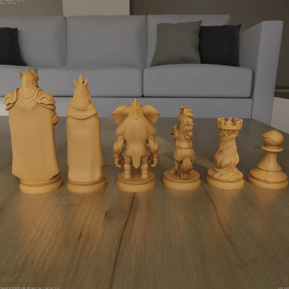 Organisches Schachspiel STL Künstlerisches 3D-druckbares Design ...