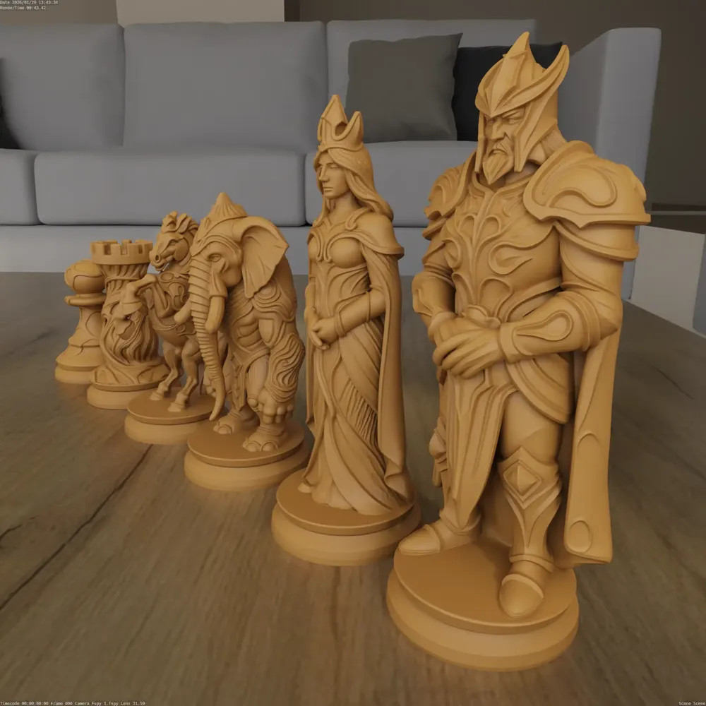 Organisches Schachspiel STL Künstlerisches 3D-druckbares Design ...