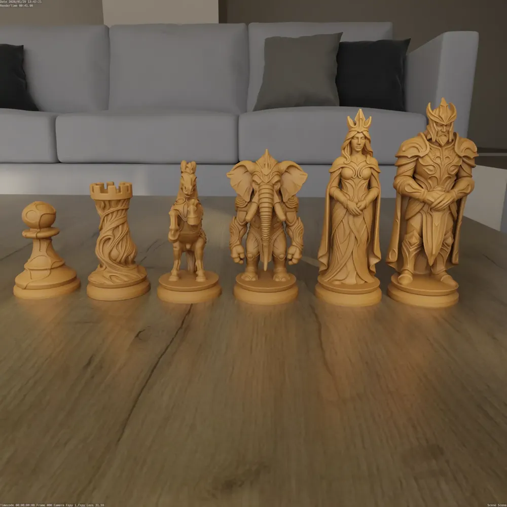 Organisches Schachspiel STL Künstlerisches 3D-druckbares Design ...