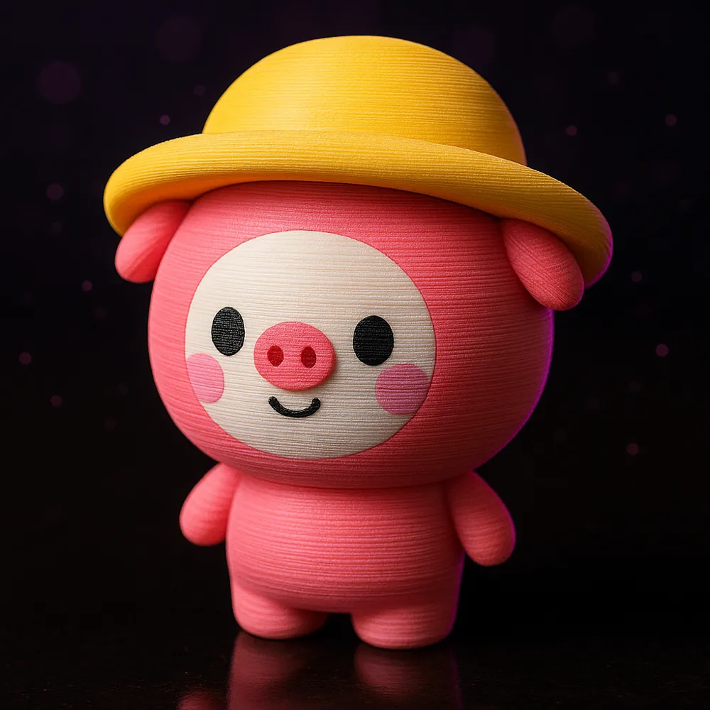 Cute Chibi Pig in Hot Pink Beach Vibes! - Free 3D Print Model - MakerWorld