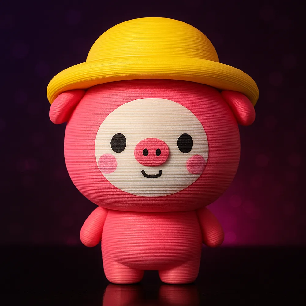 Cute Chibi Pig in Hot Pink Beach Vibes! - Free 3D Print Model - MakerWorld