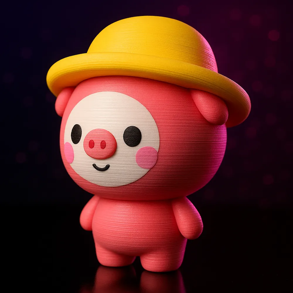¡Lindo cerdito Chibi con ambiente playero rosa fuerte! - Modelo de ...