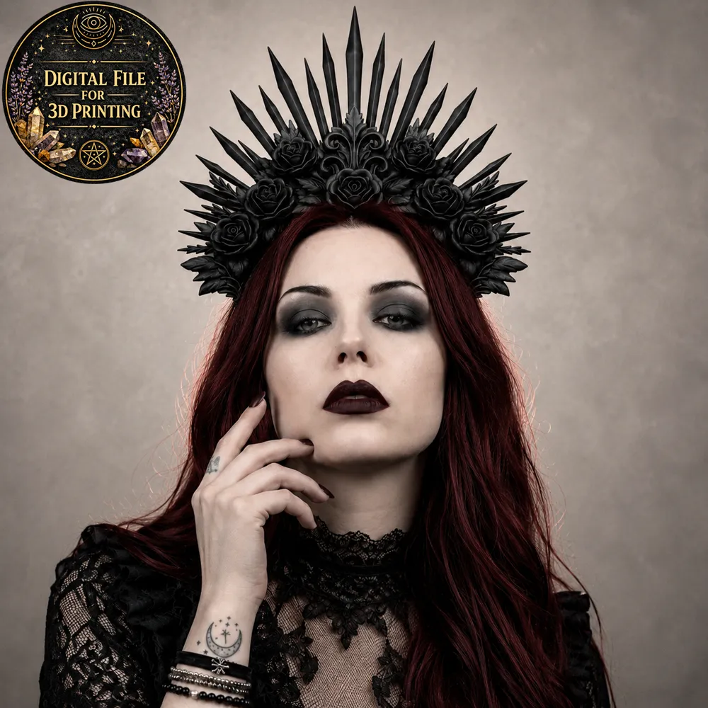 Goth Rose Crown Gothic Floral Headdress Headpiece - Free 3D Print Model ...