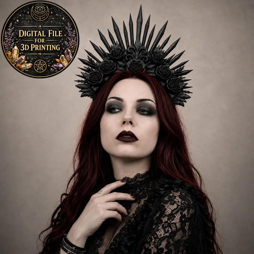 Goth Rose Crown Gothic Floral Headdress Headpiece - Free 3D Print Model ...