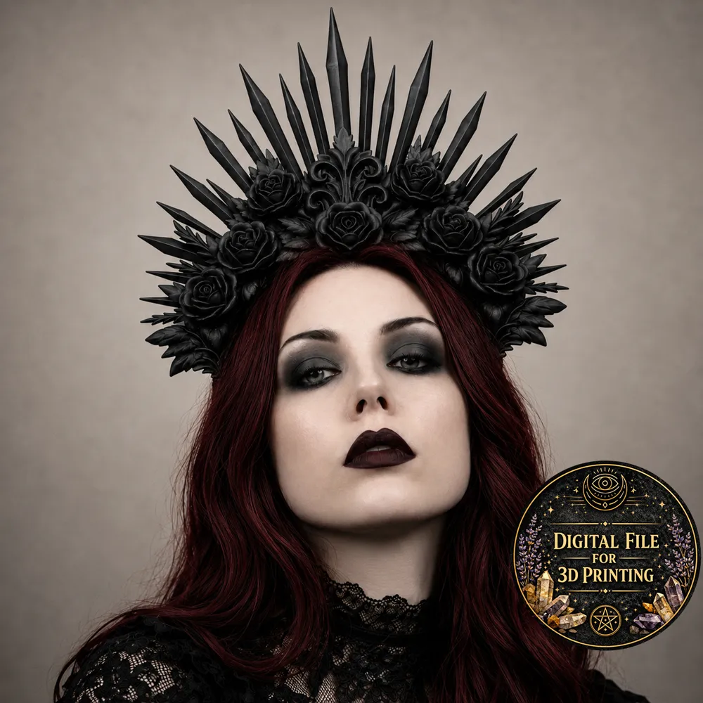 Goth Rose Crown Gothic Floral Headdress Headpiece - Free 3D Print Model ...