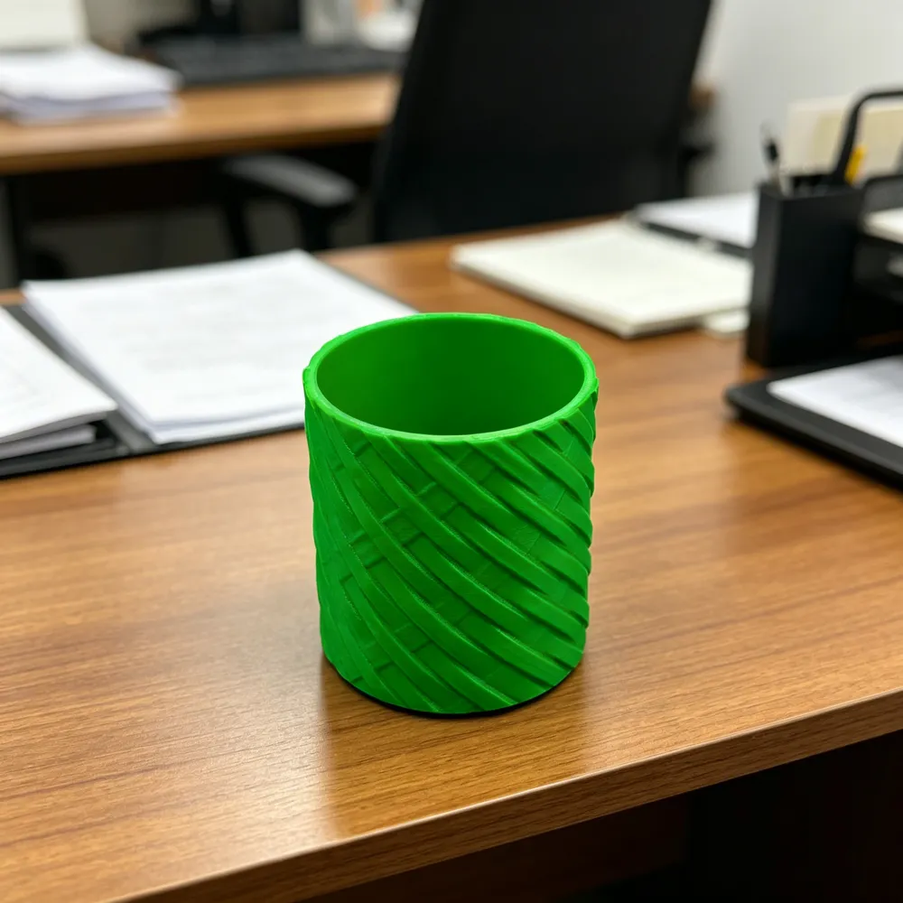 Woven Texture Minimalist Pen Holder - Free 3D Print Model - MakerWorld
