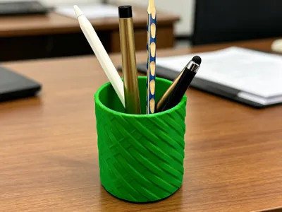 Woven Texture Minimalist Pen Holder - Free 3D Print Model - MakerWorld