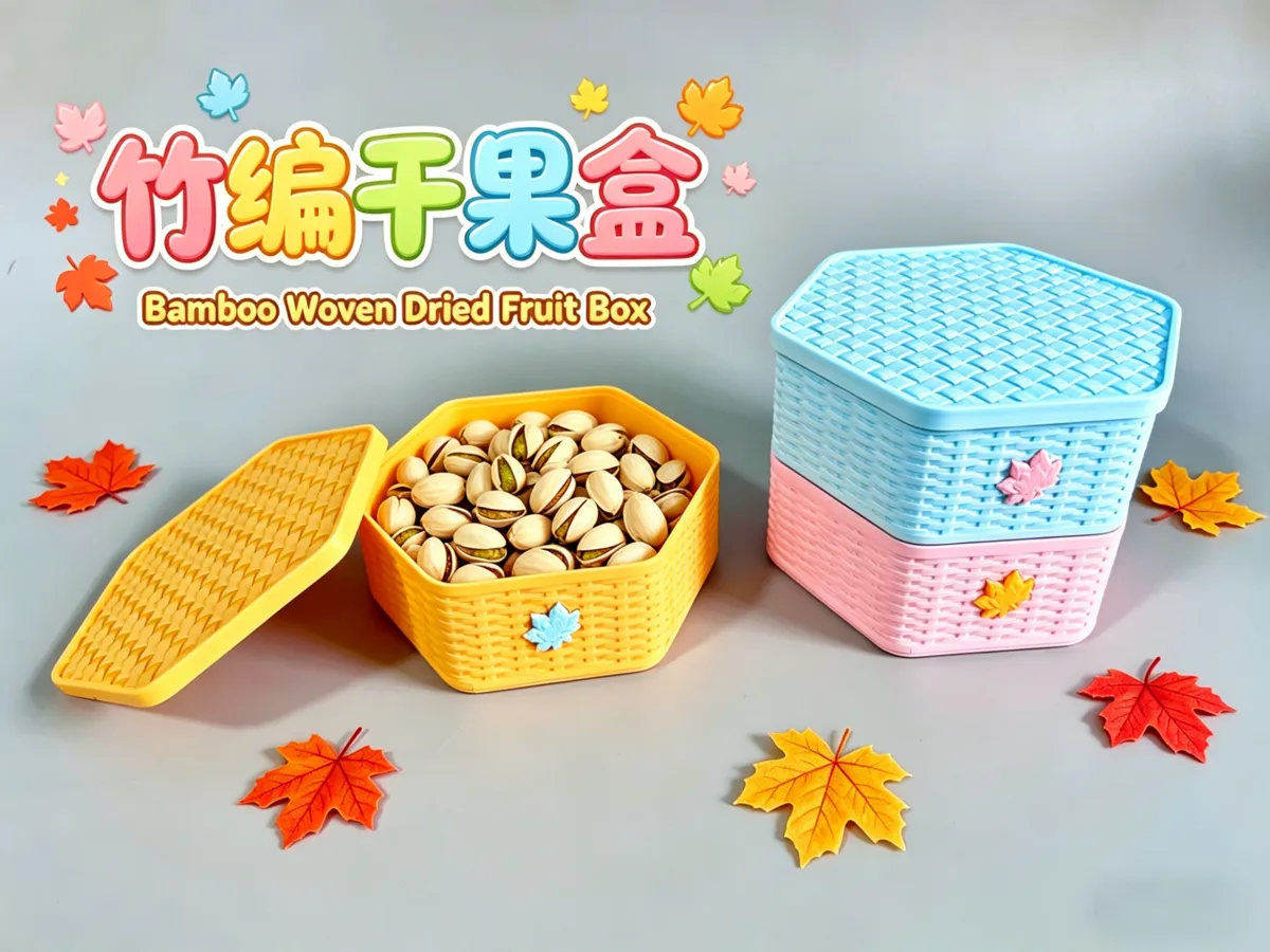 [Bamboo Charm Geometry] Hexagonal Bamboo Weave Pattern Dried Fruit Box ...
