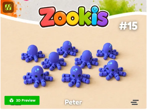 zookis peter the flexi octopus - Free 3D Print Model - MakerWorld
