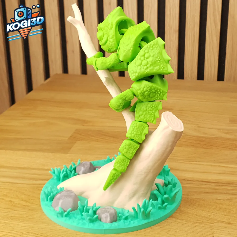 Print in Place Articulated Chameleon On A Branch - Free 3D Print Model ...