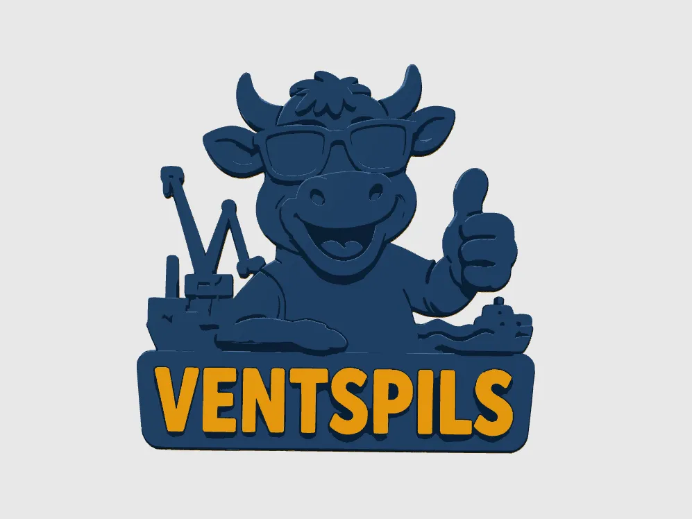 VentspilsCow Mascot 3D Printed Port City Souvenir - Free 3D Print Model ...