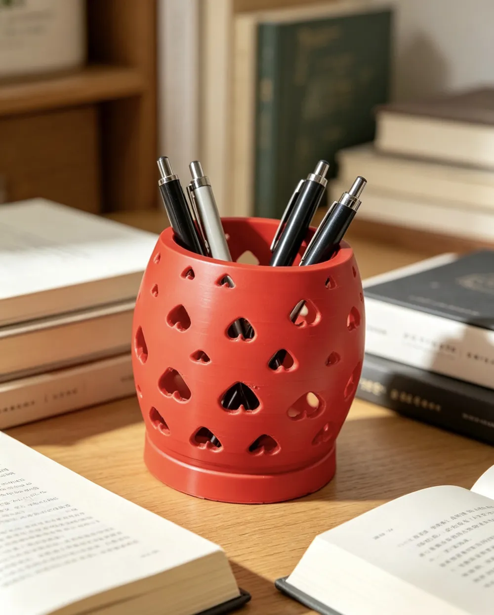Heart Pen Holder Storage Box Ornament Decoration - Free 3D Print Model ...