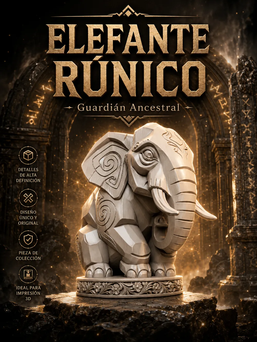 Runic elephant - Free 3D Print Model - MakerWorld