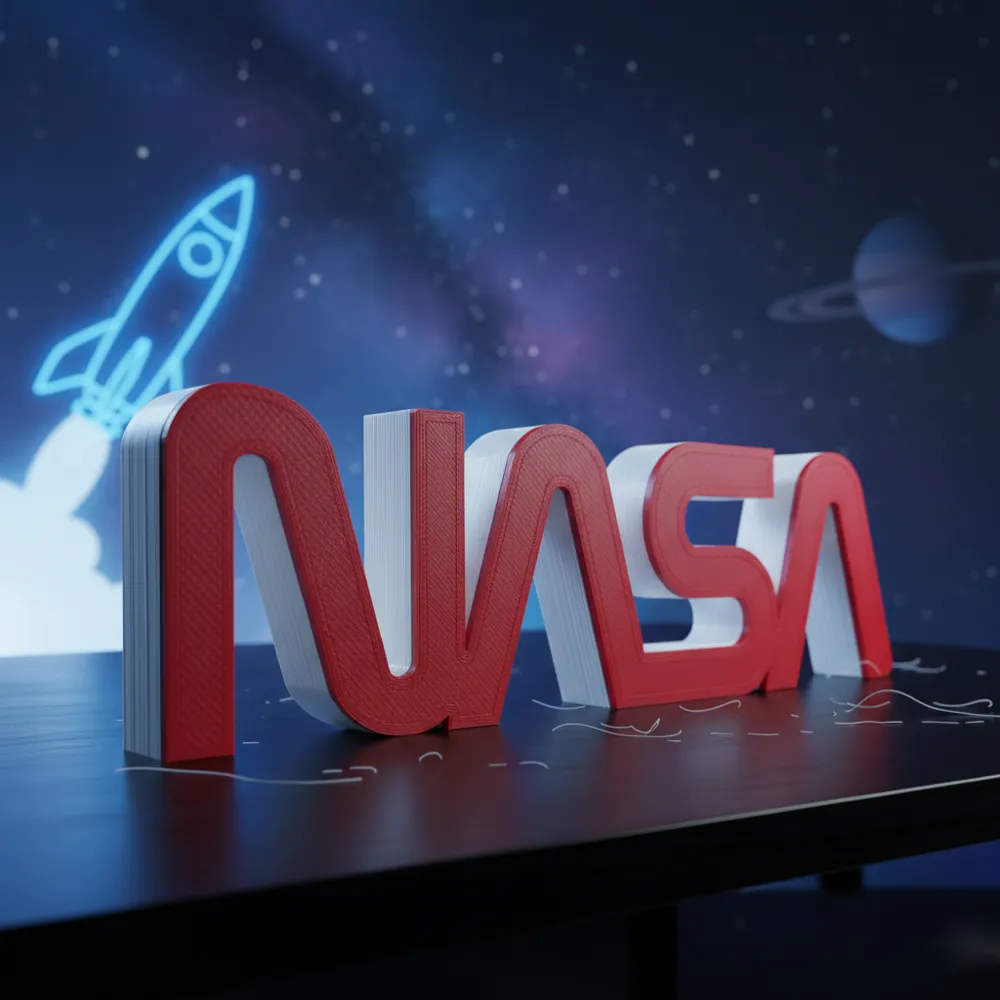 NASA Worm Logo LED Lamp Retro Space Sign - Free 3D Print Model - MakerWorld
