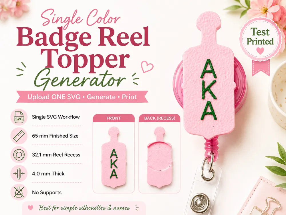 Custom Badge Reel Topper Generator – Single SVG - Free 3D Print Model ...
