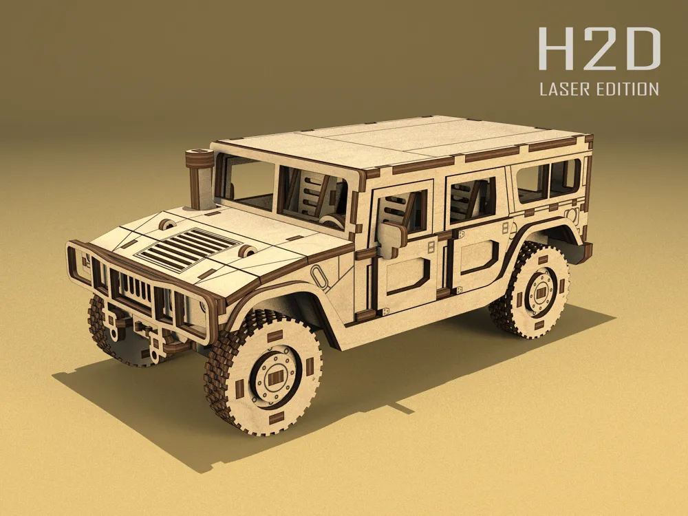 Hummer H1 3D Puzzle for Laser Cutting | 1:24 Scale by 21CNCStudio ...