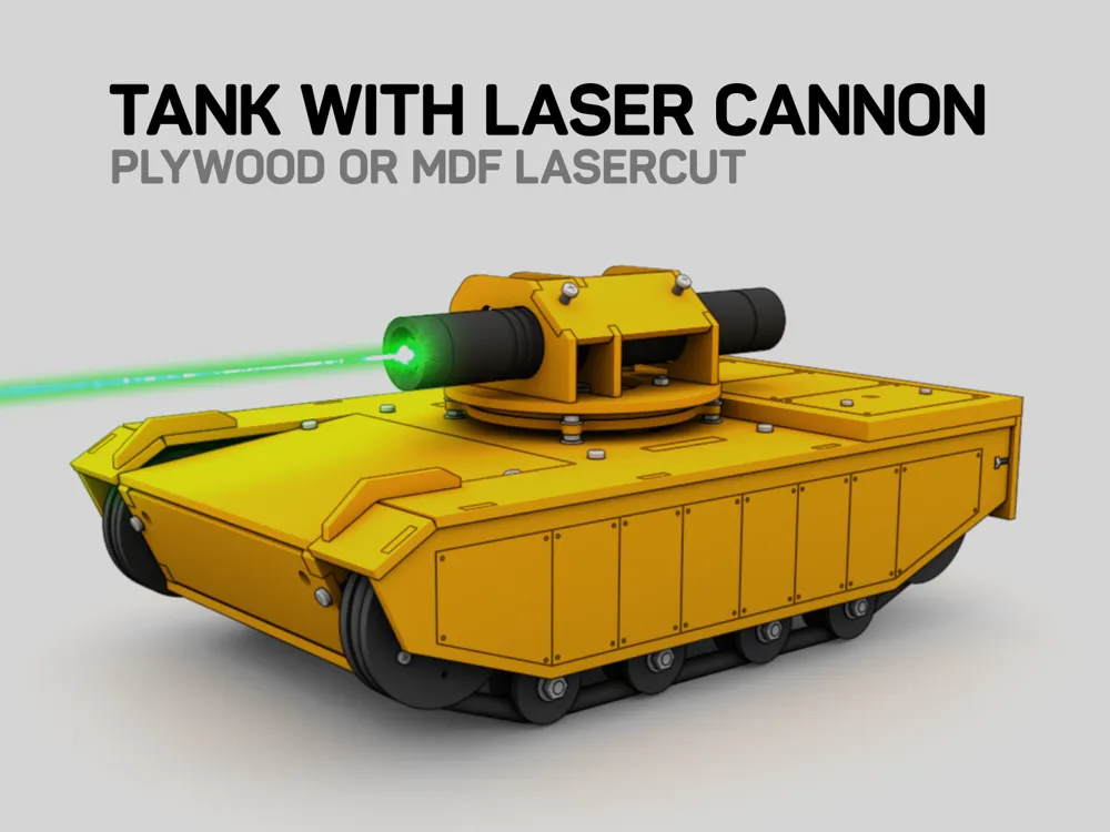 TANK WITH LASER CANNON in MDF FOR LASERCUT - Free 3D Print Model ...