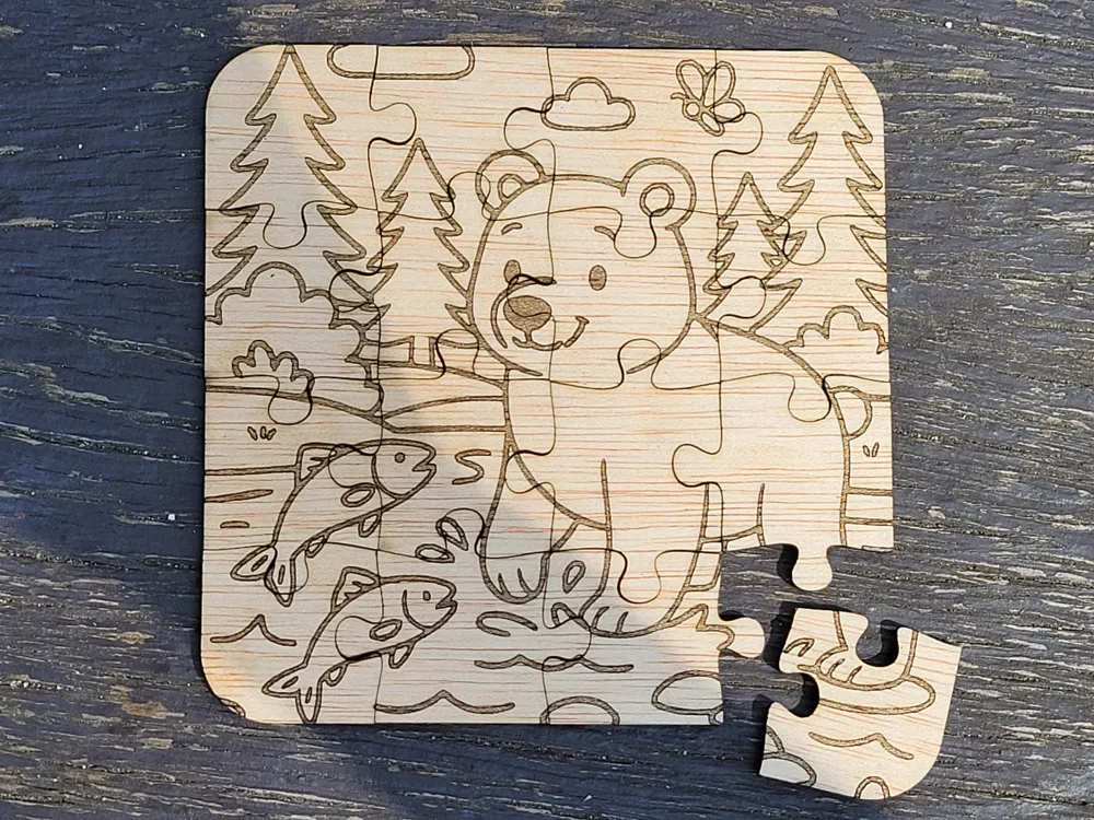 EASY Kid Puzzle - 4x4 - I want a bear with fish by Olo Deepdelver ...