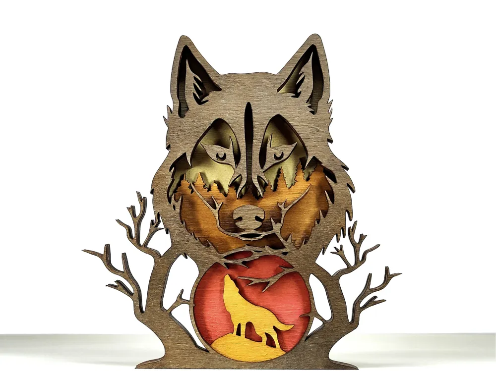 wolf laser cut multilayer by jesus lopez norte MakerWorld: Download ...