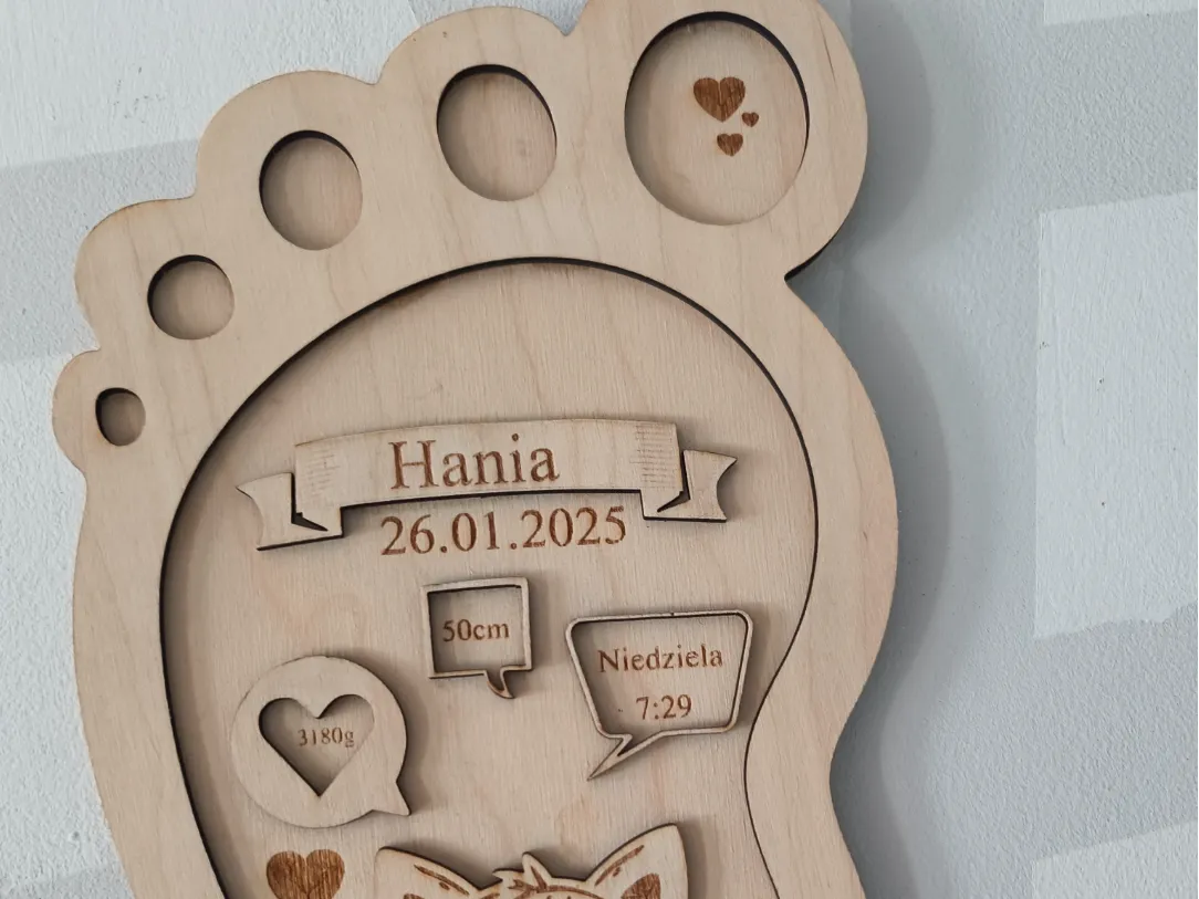 Personalized Baby Footprint Laser Cut File SVG/DXF - Free 3D Print ...