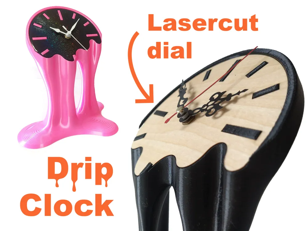 Melting Clock! (lasercut dial) by Rossero MakerWorld: Download Free 3D ...