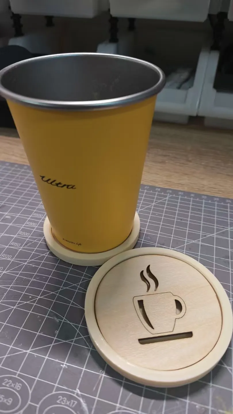 Coffee Cup Coaster (3D Printed + Laser Engraved) - Free 3D Print Model ...