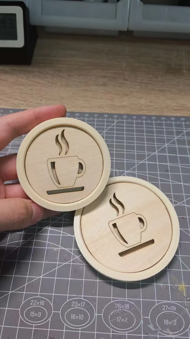 Coffee Cup Coaster (3D Printed + Laser Engraved) - Free 3D Print Model ...