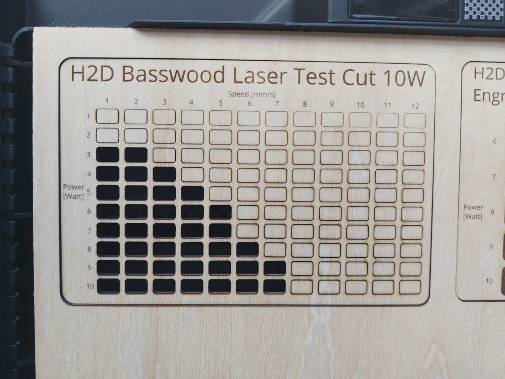 H2D Basswood Laser Test cut and engraving 10W - Free 3D Print Model ...