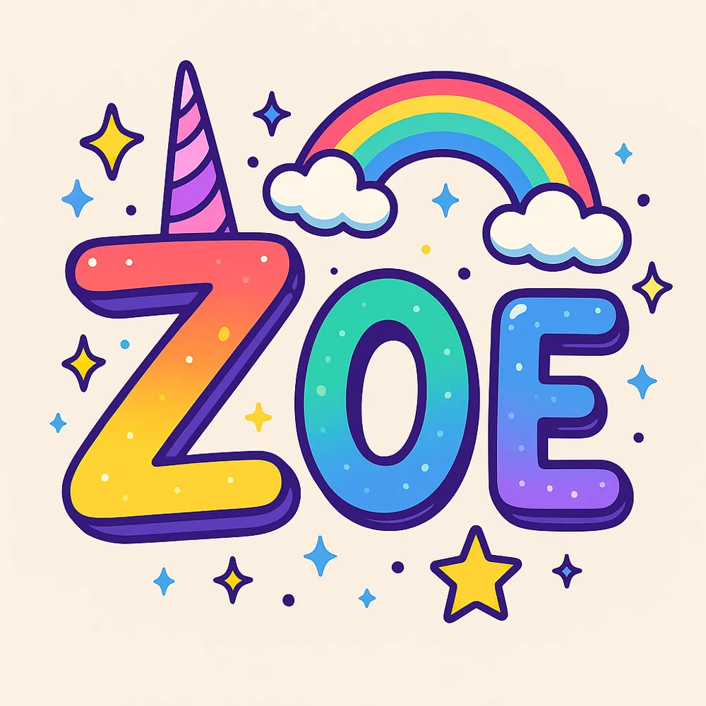 Zoe – Rainbow Unicorn Name Art - Free 3D Print Model - MakerWorld
