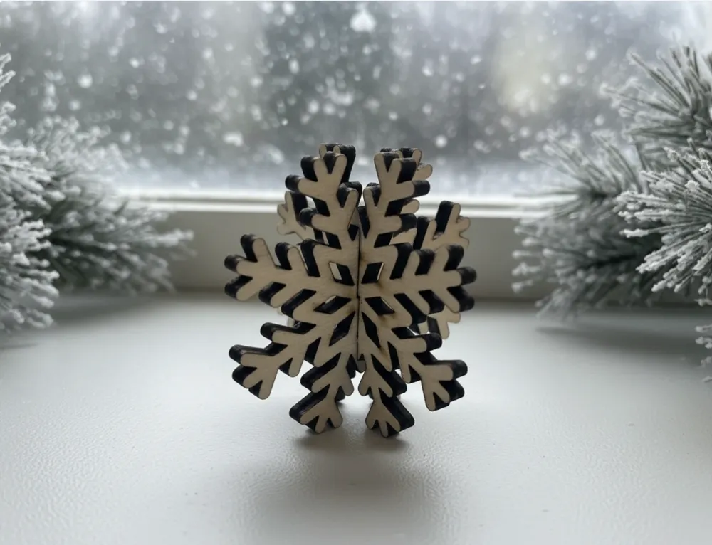 3D Wooden Snowflake – Small - Free 3D Print Model - MakerWorld